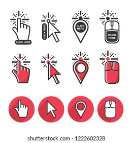 Click Here Cursor Icons Set Arrow Stock Vector (Royalty Free ...