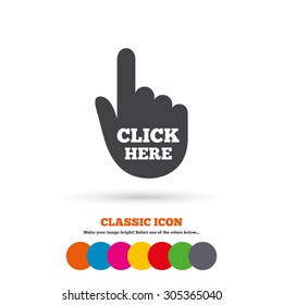 Click Here Hand Sign Icon Press Stock Vector (Royalty Free) 305365040