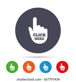 Click Here Hand Sign Icon Press Stock Illustration 222300808