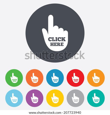 「Click Here Hand Sign Icon Press」のベクター画像素材（ロイヤリティフリー） 207723940 ...