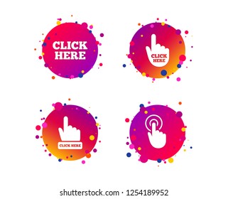 Click Here Icons Hand Cursor Signs: vector de stock (libre de regalías ...