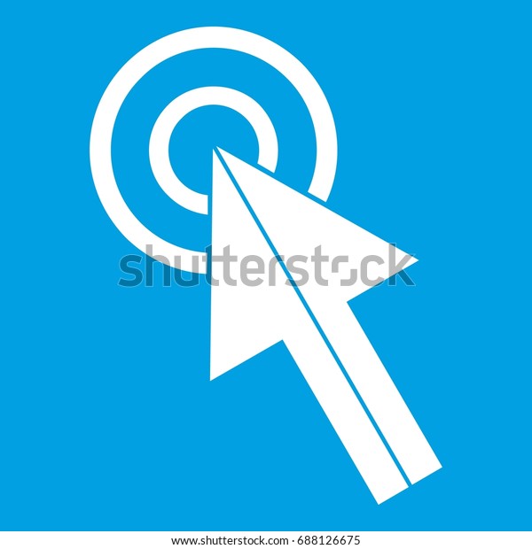 Click Icon White Isolated On Blue Stock Vector (Royalty Free) 688126675 ...