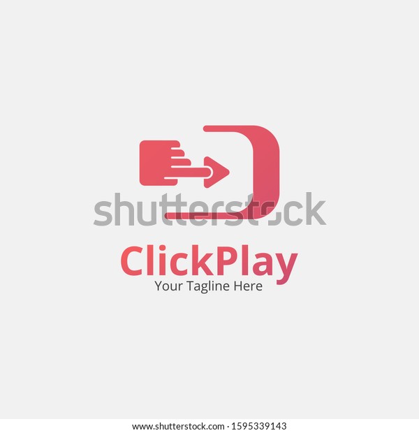 Click Play Logo Symbol Template Gradient: vector de stock (libre de ...