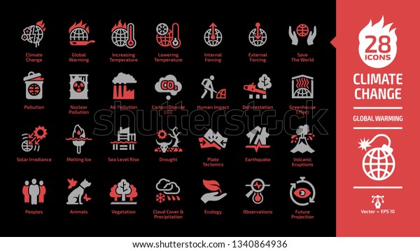 Climate Change Global Warming Red Danger Stock Vector (Royalty Free ...