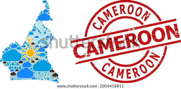 Climate Collage Map Cameroon Rubber Red Stock Vector (Royalty Free ...