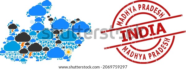 Climate Collage Map Madhya Pradesh State Stock Vector (Royalty Free ...
