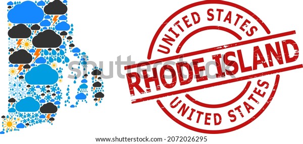 Climate Collage Map Rhode Island State Stock Vector (Royalty Free ...