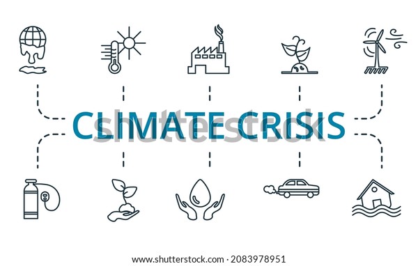 Climate Crisis Icon Set Collection Simple Stock Vector (Royalty Free ...