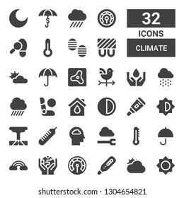 Climate Icon Set Collection 32 Filled Stock Vector (Royalty Free ...