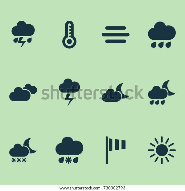 Climate Icons Set Collection Haze Lightning Stock Vector (Royalty Free ...