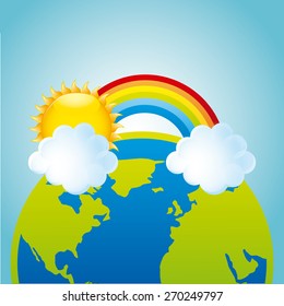 Rainbow Over World Illustration Stock Vector (Royalty Free) 584994253 ...