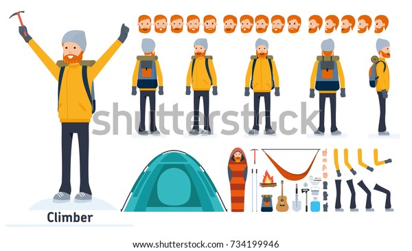 Climber Character Creation Set Climber Tourist Stock Vector (Royalty ...