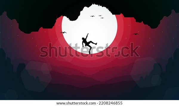 Climber Falls Off Cliff Extreme Rock Stock Vector (Royalty Free ...