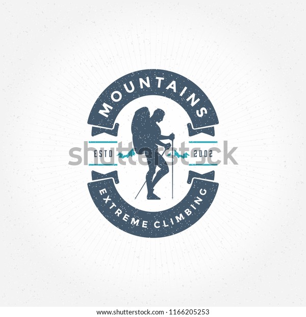 Climber Logo Emblem Vector Illustration Outdoor Stock Vector (Royalty ...