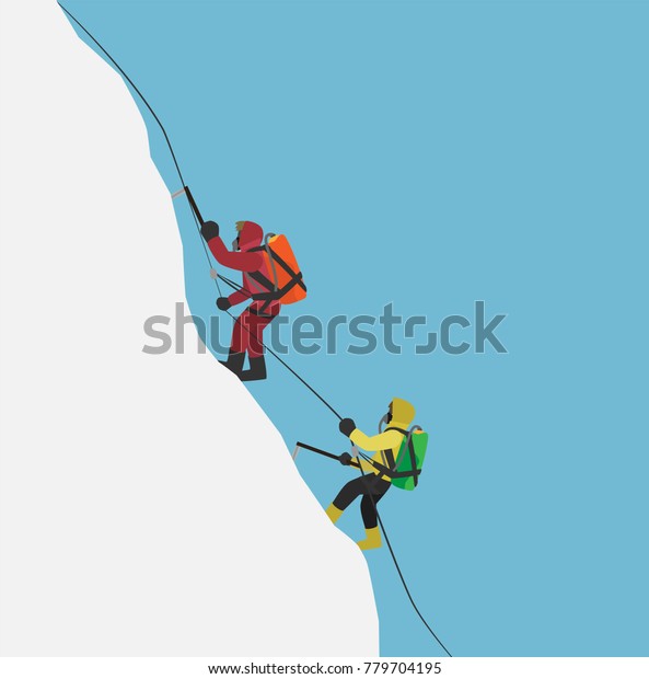 Climbers Oxygen Backpacks Climbing Summit Mountain Stock Vector ...