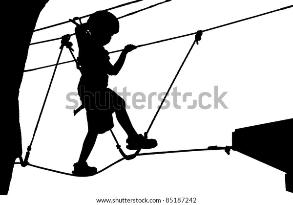 Climbing kid silhouette. Vector image.