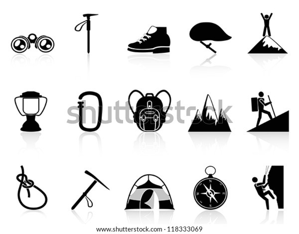 Climbing Mountain Icons Set Stock Vector (Royalty Free) 118333069 ...