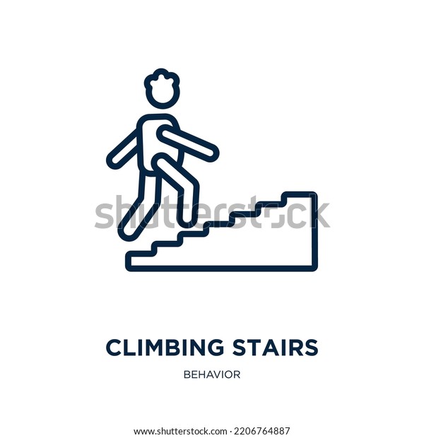 Climbing Stairs Icon Behavior Collection Thin Stock Vector (Royalty ...
