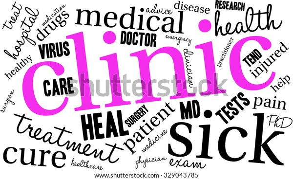 Clinic Word Cloud On White Background Stock Vector (Royalty Free ...