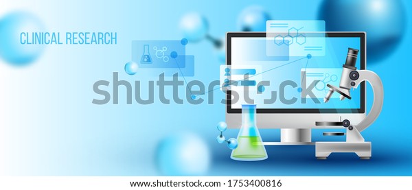 Clinical Research Background Realistic Style Microscope Stock Vector ...