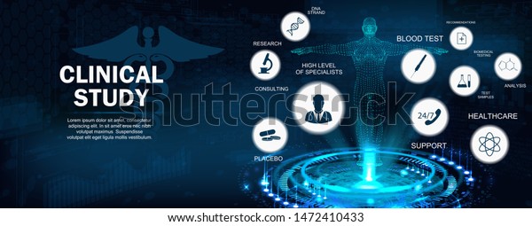 Clinical Study Concept Banner Keywords Icons Stock Vector (Royalty Free ...