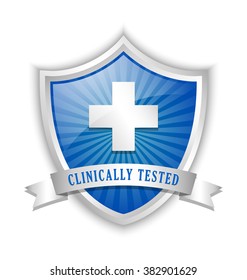 Clinically Tested Symbol Shield Cross Ribbon Stock Vector (Royalty Free ...