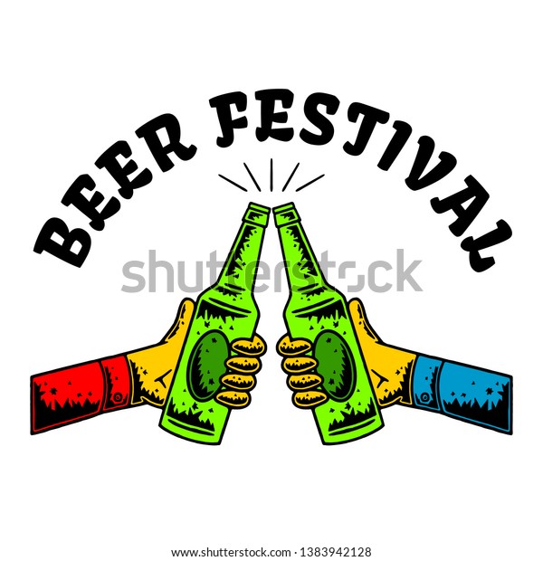 Clink Clinking Beer Bottle Handdrawn Beer Stock Vector (Royalty Free ...