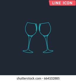 Clink Glasses Blue Outline Vector Icon Stock Vector (Royalty Free ...
