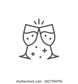 Clinking Glasses Line Outline Icon Stock Vector (Royalty Free ...