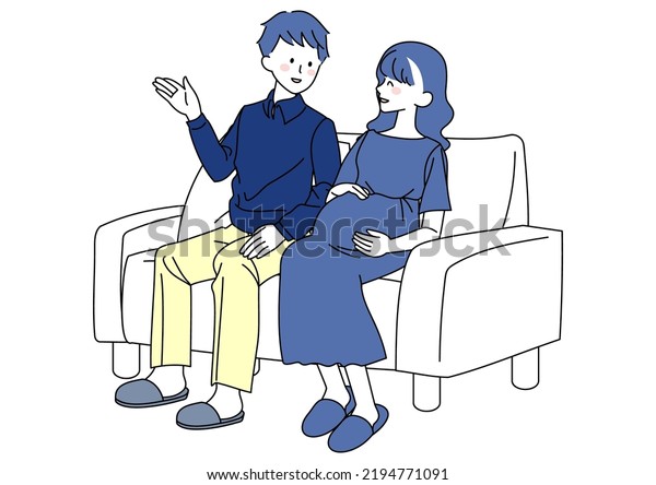 Clip Art Married Couple Conversing Happily Stock Vector (Royalty Free ...