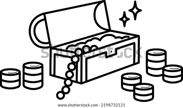 Clip Art Treasure Box Line Drawing Stock Vector (Royalty Free ...