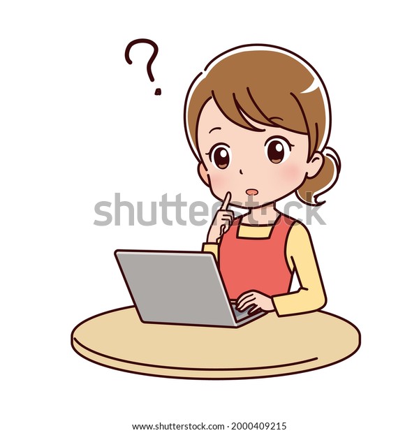 Clip Art Woman Operating Computer Stock Vector (Royalty Free ...
