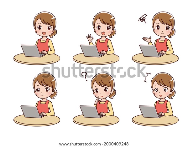 Clip Art Woman Operating Computer Stock Vector (Royalty Free ...