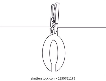 Clip Wooden Peg Numbers 0continuous Line Stock Vector (Royalty Free ...