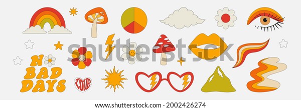 Clipart 70s Hippie Style Vector Illustrations Stock Vector (Royalty ...