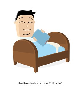 Clipart Funny Man Making Bed Stock Vector (Royalty Free) 674807161 ...