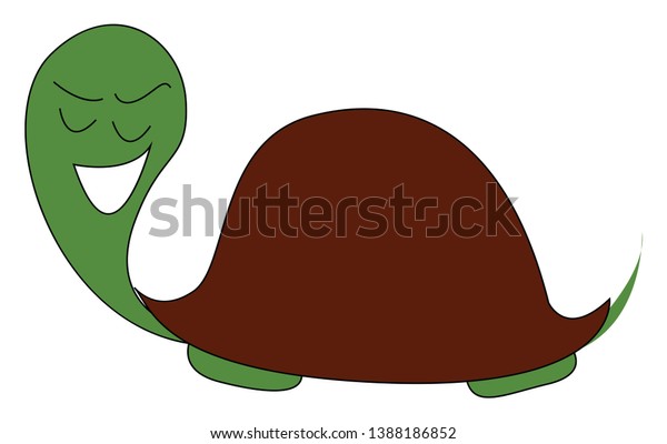 Clipart Smiling Green Turtle Dark Brown Stock Vector (Royalty Free ...