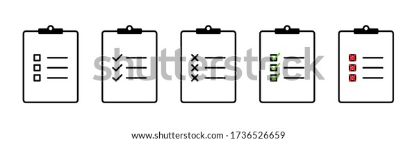 Clipboard Checklist Collection Check Mark Cross Stock Vector (Royalty ...