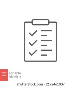 Clipboard Checklist Icon Simple Outline Style Stock Vector (Royalty ...