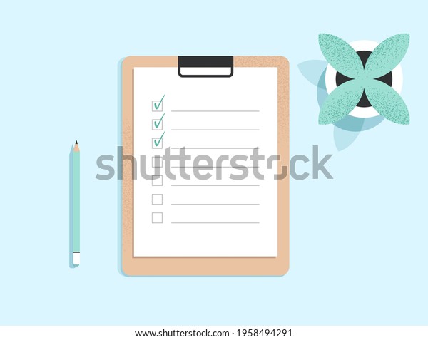 Clipboard Checklist On White Sheet Paper Stock Vector (Royalty Free ...
