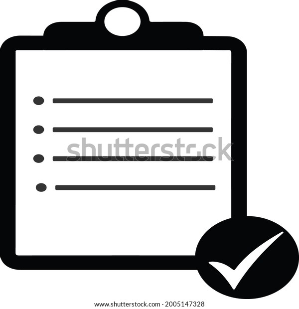 Clipboard Icon Tick Mark Black Color Stock Vector (Royalty Free ...