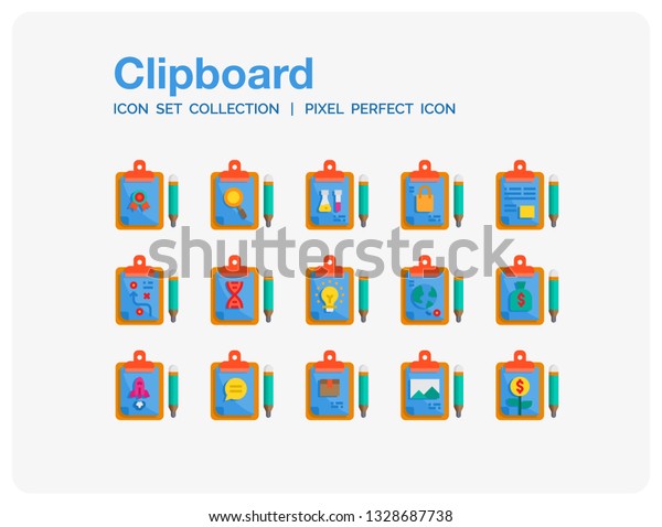 Clipboard Icons Set Ui Pixel Perfect Stock Vector (Royalty Free ...