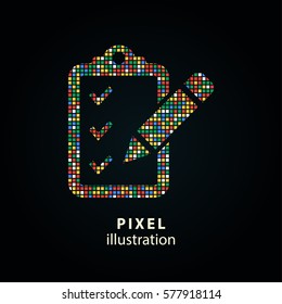 Clipboard Pencil Pixel Icon Vector Illustration Stock Vector (Royalty ...