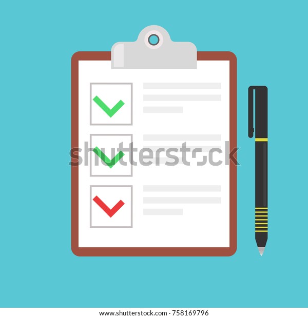Clipboard Ticks Checkmarks Pen Vector Illustration Stock Vector ...