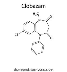 Clobazam Molecular Structure Flat Skeletal Chemical Stock Vector ...