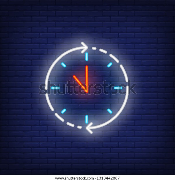 Clock Anytime Neon Sign Round Clock Stock Vector (Royalty Free ...