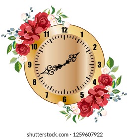 Clock Bouquets Flowers Stock Vector (Royalty Free) 1259607922 ...