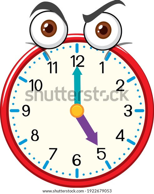 Caricatura de reloj con ilustración de: vector de stock (libre de ...
