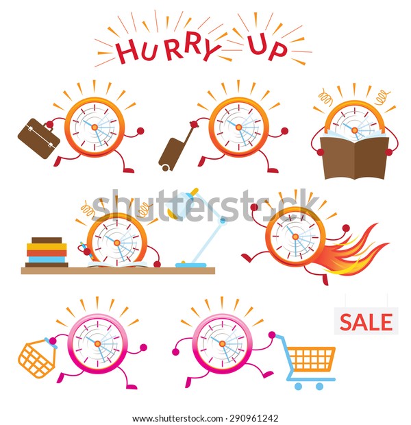 Daily Routine Clock Characters Concept Royalty Free Vector
