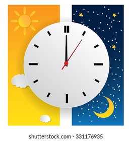 Clock Day Night Concept Clock Face Stock Vector (Royalty Free ...
